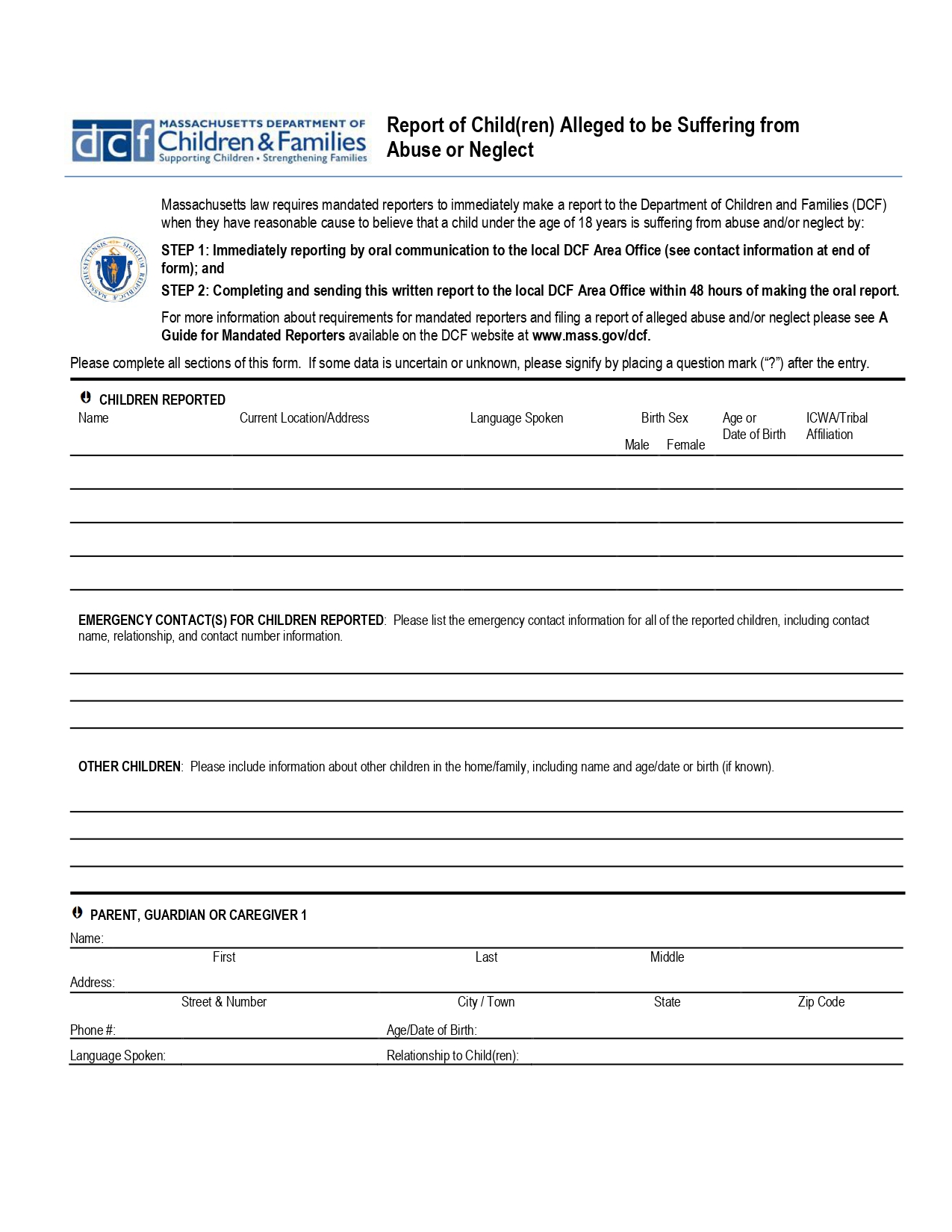 Recognizing, Responding to, and Reporting Allegations and Suspicions ...